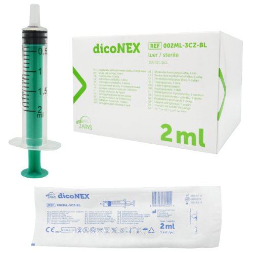 dicoNEX Strzykawka 3-częściowa luer 2ml - 100 szt. - Sklep medyczny ...