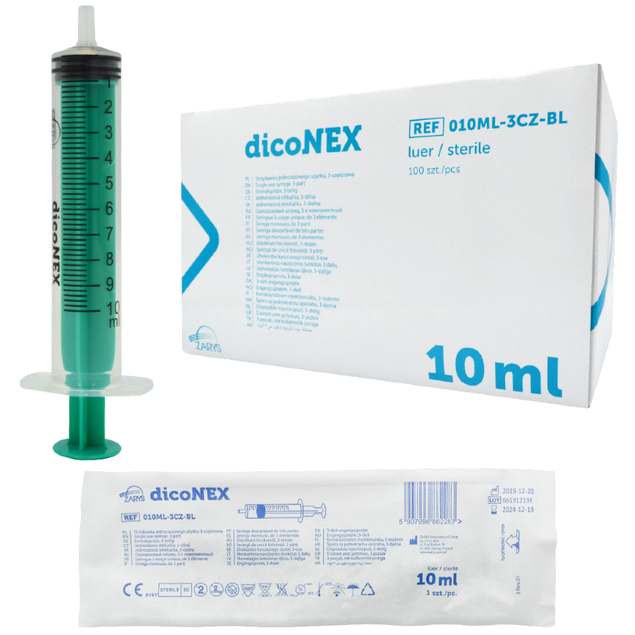 dicoNEX Strzykawka 3-częściowa luer 10ml - 100 szt. - Sklep medyczny ...